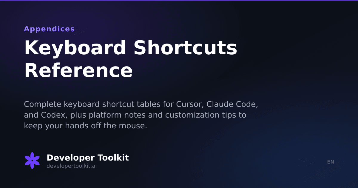 Keyboard Shortcuts Reference | Developer Toolkit
