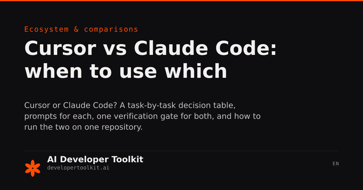 Cursor vs Claude Code -- When to Use Which | Developer Toolkit